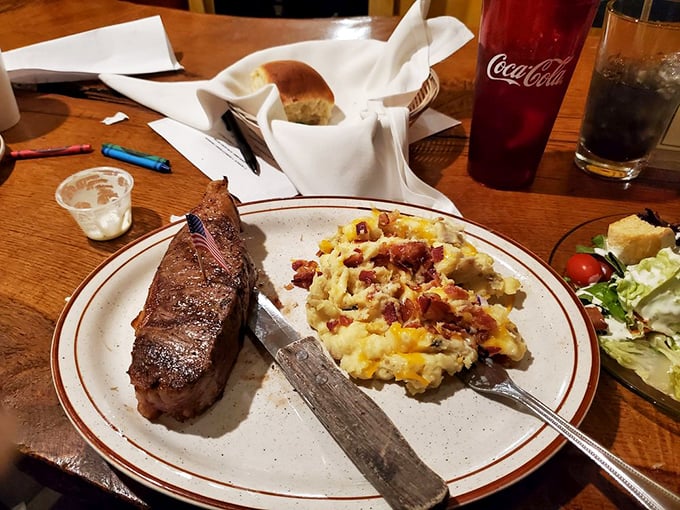 A steak so good, it's got the American seal of approval. And those loaded potatoes? They're practically a meal themselves!