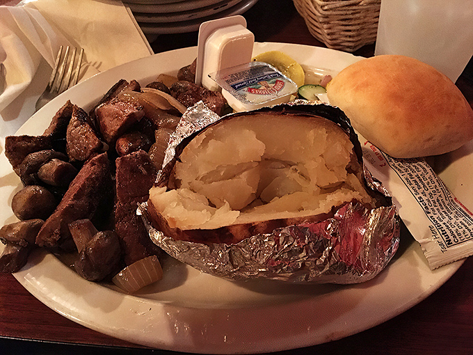 Steak tips and a loaded baked potato: proof that sometimes the best things in life come in small, delicious packages.