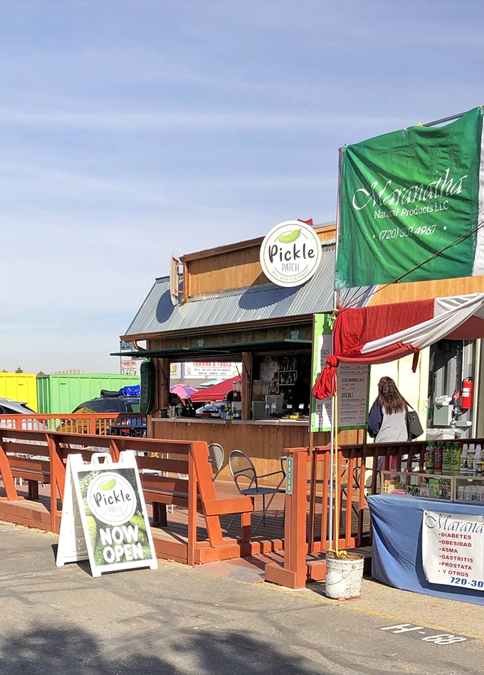 Pickle me fancy! This charming stand is a big dill in the world of flea market snacks. It's enough to make even the sourest shopper smile.