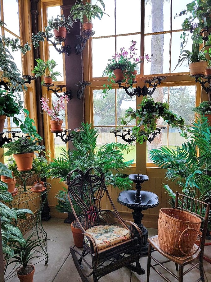 A greenhouse fit for a queen (or king)! This lush indoor garden would make even the brownest thumb turn green with envy.