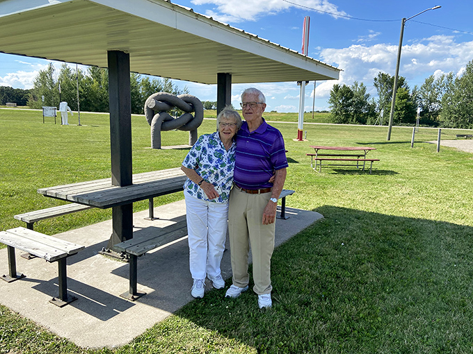 Knotty, knotty! This twisty sculpture has visitors tied up in smiles, proving art can be both puzzling and delightful.