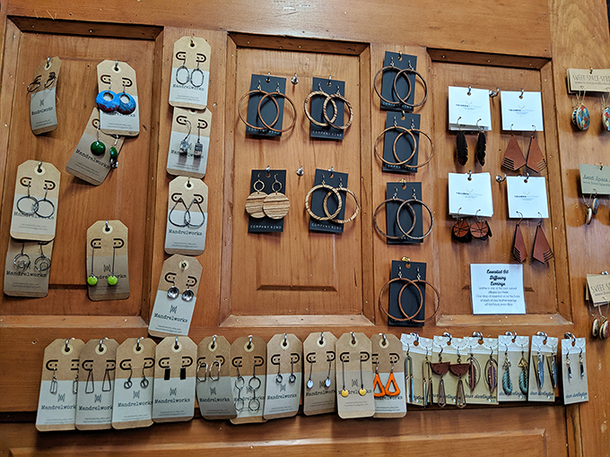 Earrings, earrings everywhere, and not a bare lobe in sight! This display is a jewelry lover's dream come true.