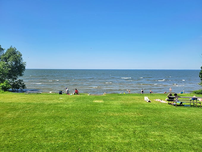 Lake Winnebago's beach: where Wisconsin does its best impression of the Riviera. Sunbathing optional, cheese curds recommended.