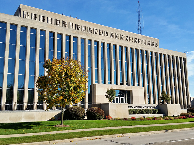 Justice never looked so... rectangular. The Berrien County Courthouse: where important decisions are made and architecture took a coffee break.