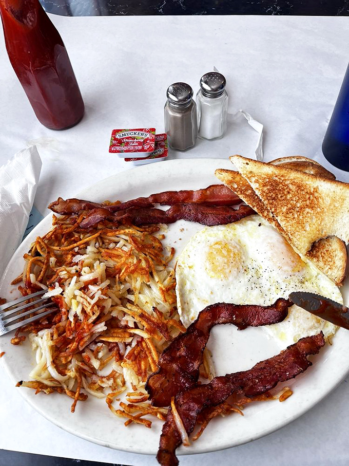 Rise and shine, time travelers! This breakfast spread is so classic, you half expect to see the Cleaver family at the next table over.
