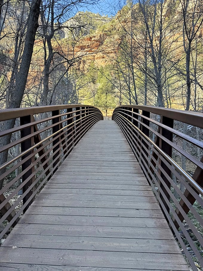 Bridge over untroubled water. This wooden walkway is your ticket to some of the most jaw-dropping views this side of the Grand Canyon.