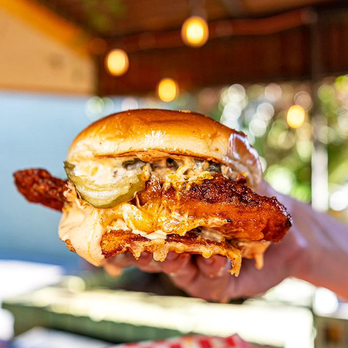 This isn't just a sandwich; it's a tower of crispy, juicy perfection that'll make your taste buds do the cha-cha slide.