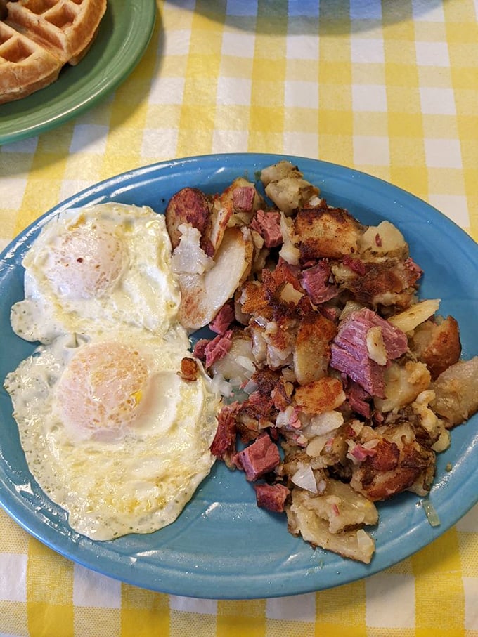 Corned beef hash: Where meat meets potatoes in a dance of deliciousness. It's like a hoedown on your plate!