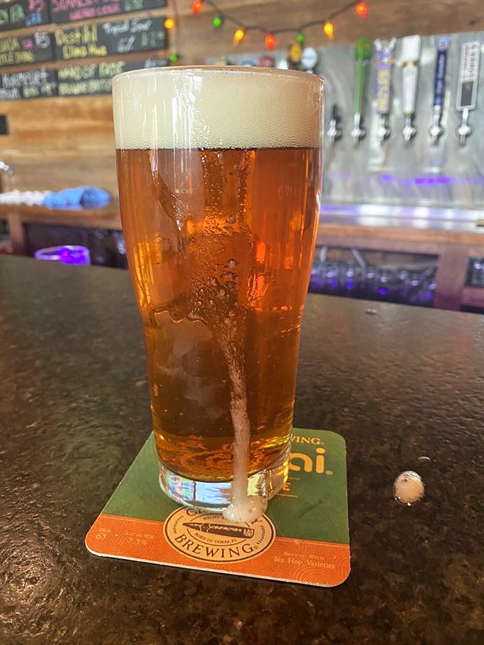 Is it just me, or did that beer wink at you? Golden, frothy, and oh-so-inviting, this pint is begging to be your new best friend.