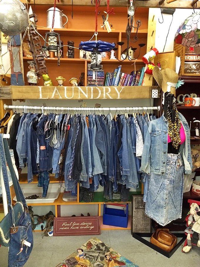 Denim dreams! This blue jean bonanza is like a wearable history of American fashion. Time to get your Marty McFly on!