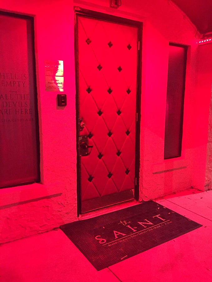 Behind this door, sinners become saints... or at least have a devilishly good time trying. Your ticket to an evening of heavenly indulgence awaits!