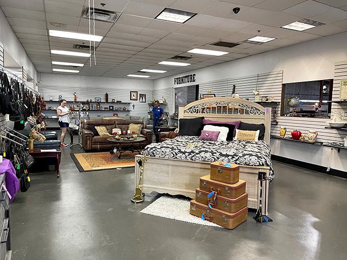 Furnish your imagination! This eclectic mix of sofas, beds, and decor is where "The Brady Bunch" meets "Mad Men" for a stylish family reunion.