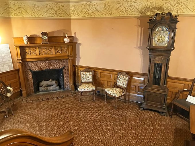 Tick-tock goes the grandfather clock, keeping time in a room that's seen more history than your high school textbook. Talk about antique chic!