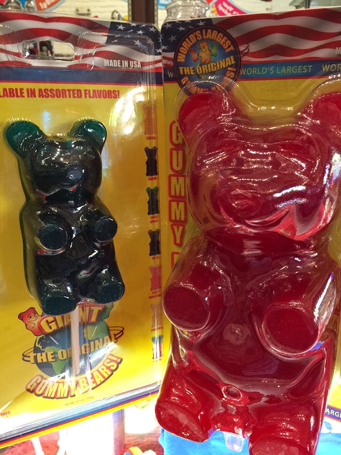 Holy sugar rush, Batman! These gummy bears are so massive, they could probably wrestle a real bear... and win by sheer sweetness alone.
