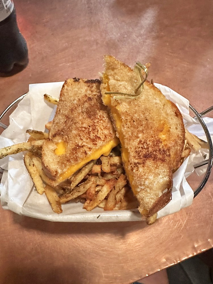 The dynamic duo of comfort food! This grilled cheese and frites combo is like a warm hug for your taste buds.