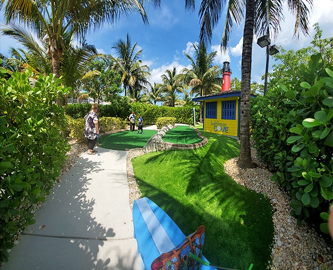 Golfing through nature's air conditioning. This cave hole is cooler than the other side of the pillow.