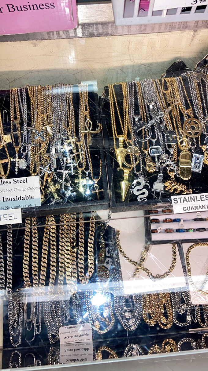 Bling bonanza! This jewelry display is shinier than a disco ball at Studio 54. Time to channel your inner Mr. T and get some gold.