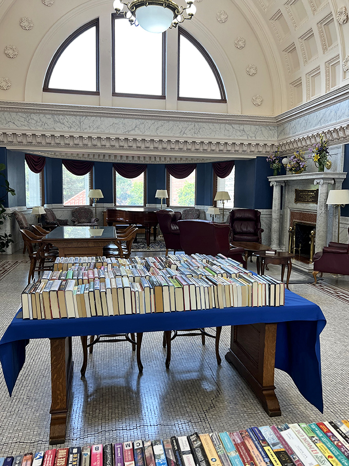Imagine the Great Gatsby threw a party in a library. That's the vibe of this grand reading room, minus the champagne fountains.