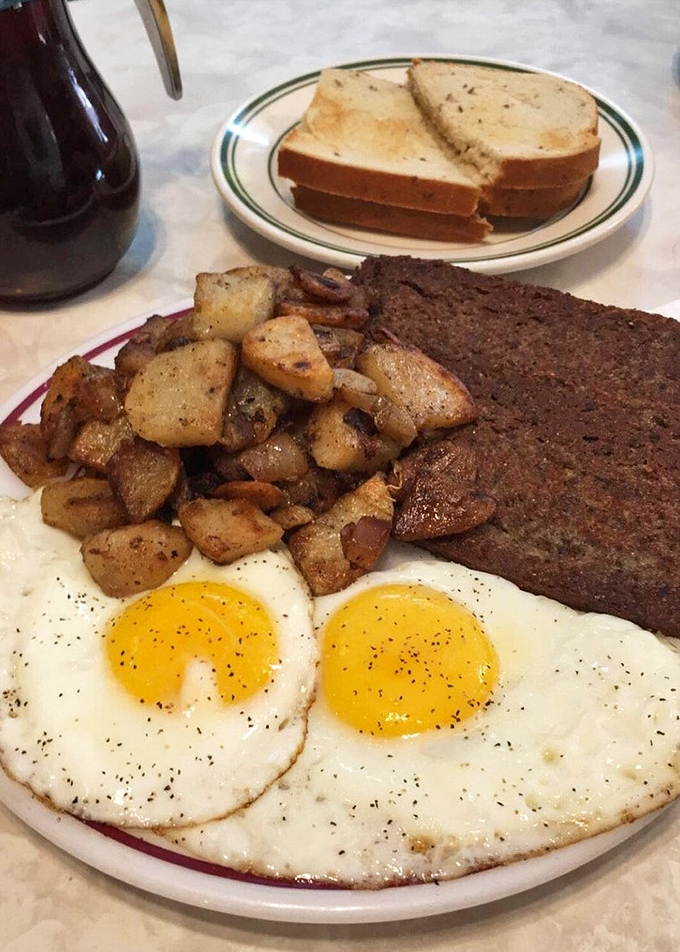 Meatloaf that would make Mom proud, paired with eggs sunny enough to brighten even a Monday morning. Comfort food perfection!