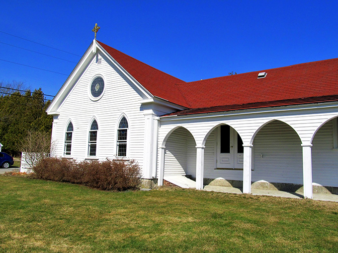 Our Lady of Holy Hope Church: where faith meets New England charm. Its simple elegance speaks volumes about Castine's rich spiritual heritage.