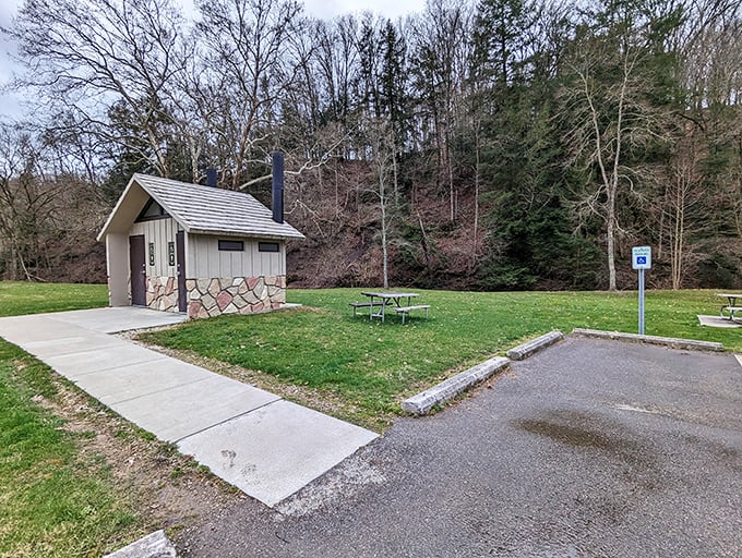 Rustic comfort station: This little building might not win any architectural awards, but it's a welcome sight after a long hike. Trust me.