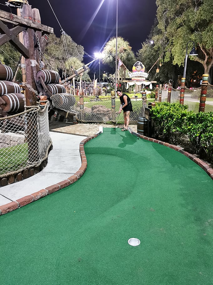 Night golfing: where the real buccaneers come out to play. It's like "Glow in the Dark" met "Talk Like a Pirate Day."