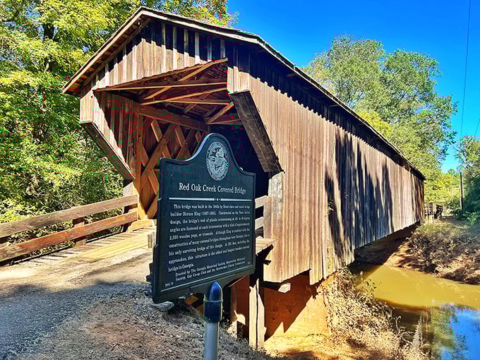 A bridge to the past! This covered wonder has probably seen more history than your great-grandma's photo album.