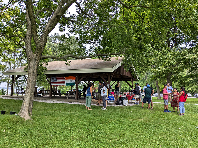 Picnic paradise: This shelter's the perfect spot for a feast with a view. It's like dining al fresco, but with a roof for those "just in case" moments. 