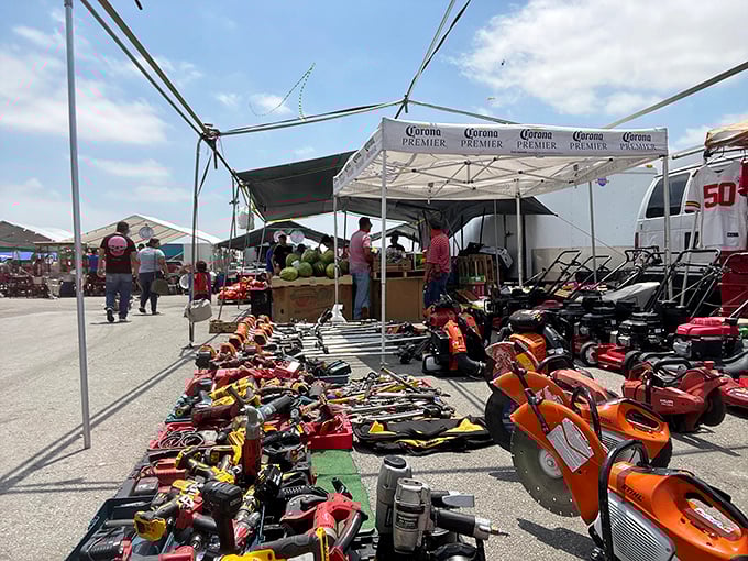 DIY dreams come true! From power tools to garden gear, this booth has everything to make Tim "The Tool Man" Taylor proud.