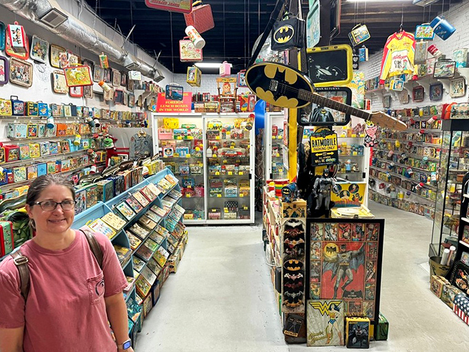 Smile! You're on Candid Cafeteria! This visitor's grin says it all - finding your old lunch box here is like reuniting with a long-lost friend.