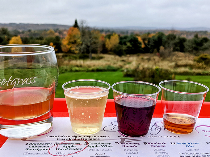 Wine flight or flavor flight? These glasses promise a journey through Maine's orchards and berry patches, no frequent flyer miles required.