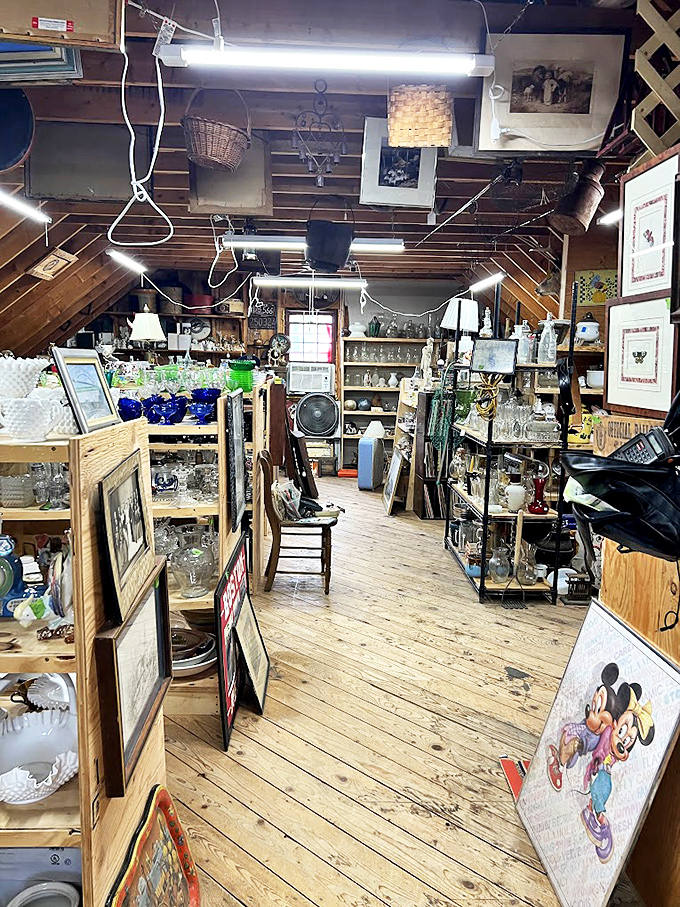 Step into a time machine made of wood and wonder. This attic-like space is where forgotten treasures come to shine again.