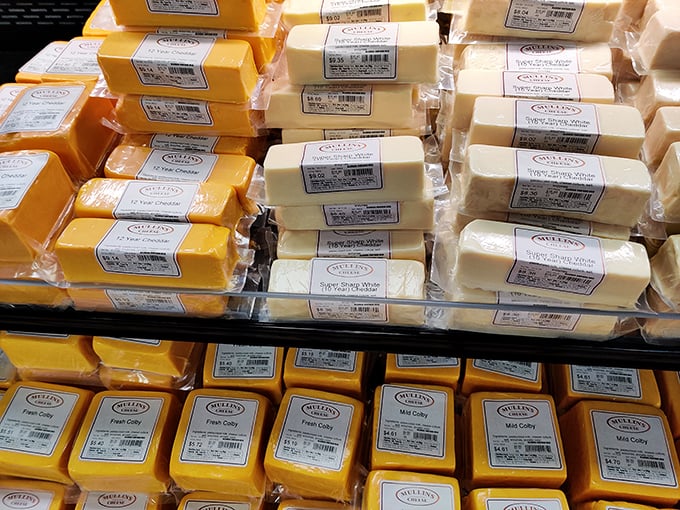 Fifty shades of yellow? No, it's Mullins' impressive cheddar collection. From mild to sharp, there's a block for every cheese lover's mood.