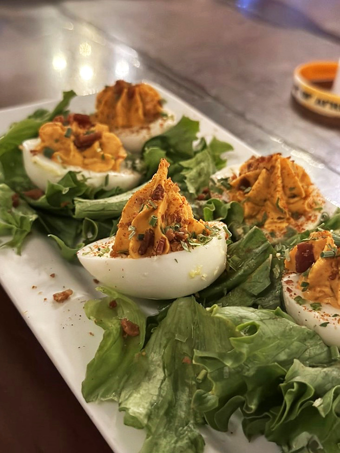 Deviled eggs with a twist! These little bites of heaven might just make you believe in culinary reincarnation.