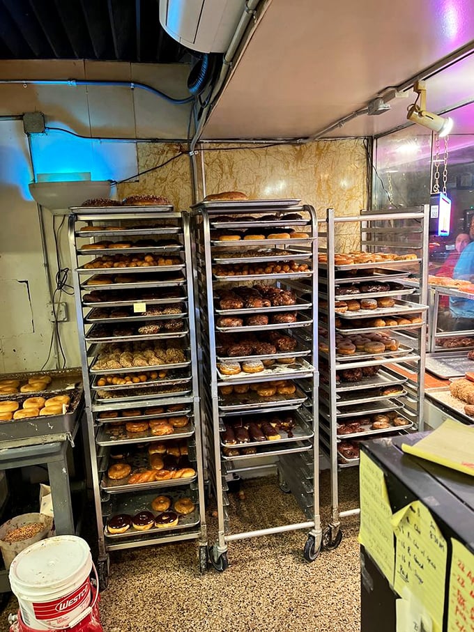 Donut mountain or delicious Jenga? Either way, Bob's stacked selection is a towering testament to the power of fried dough.