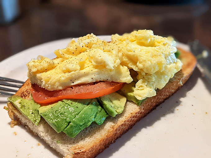 Avocado toast that's more colorful than a Wes Anderson film. It's like eating a rainbow, but with better nutritional value.