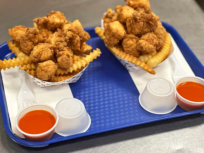 Crispy on the outside, juicy on the inside &ndash; these nuggets of joy are like edible sunshine. KP's fried chicken is a hug for your taste buds.