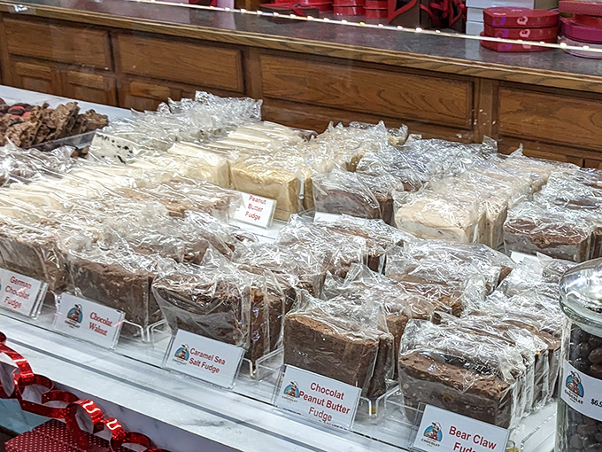 Fudge so tempting, it could make a sugar-free diet cry. Rows of creamy delights await the brave and the hungry.