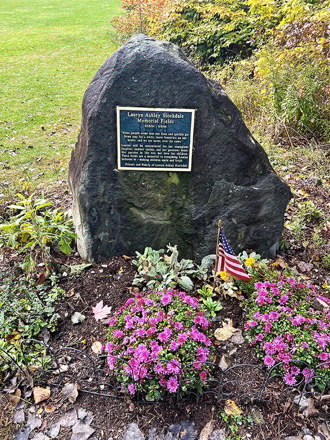 History carved in stone, surrounded by nature's ever-changing canvas. This memorial reminds us that even in the wilderness, we're walking through stories.