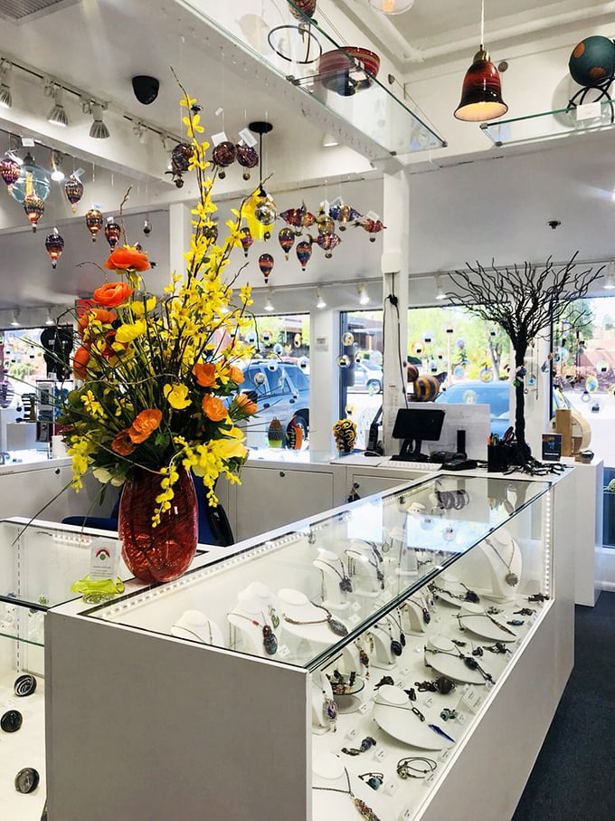 Dazzling baubles that would make Cinderella's fairy godmother jealous! These handcrafted glass jewels are wearable works of art.