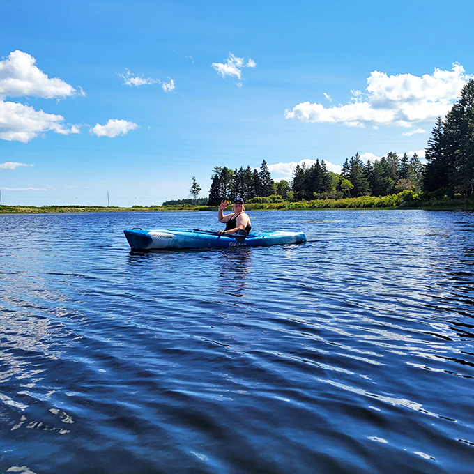 Paddle your way to zen. Simpson Pond offers a kayaker's dream - calm waters, stunning scenery, and enough tranquility to make even the most stressed-out city dweller forget their inbox.