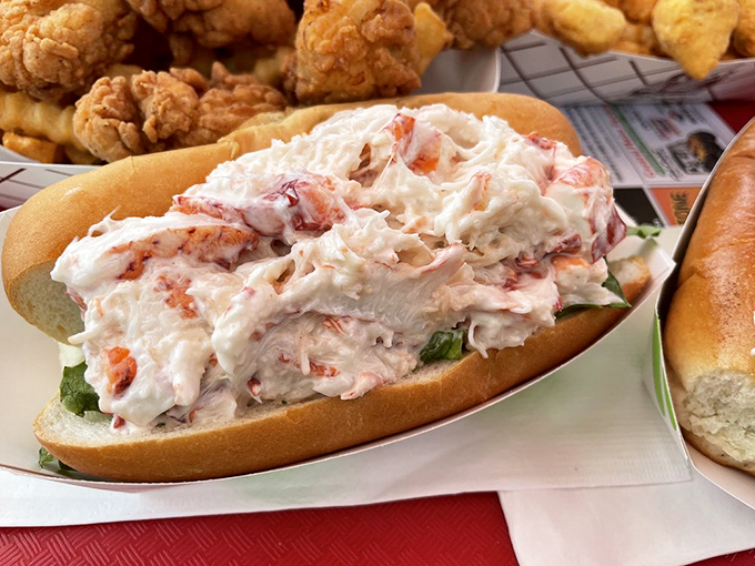 Lobster roll or work of art? At The Red Barn, it's a delicious bit of both.