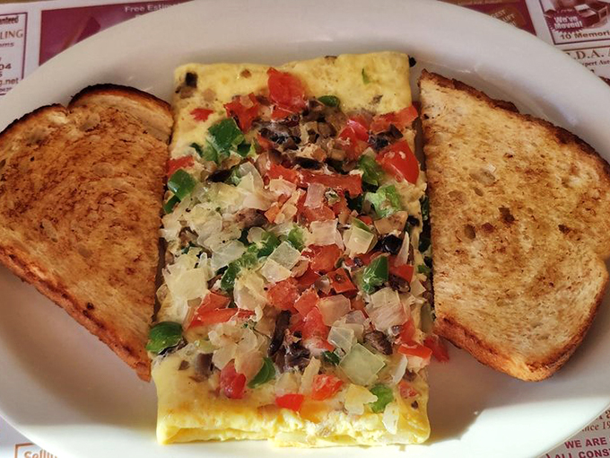 Omelette you in on a secret: This veggie-packed beauty is what happens when an egg and a garden have a delicious love affair. Fork not included, but highly recommended!