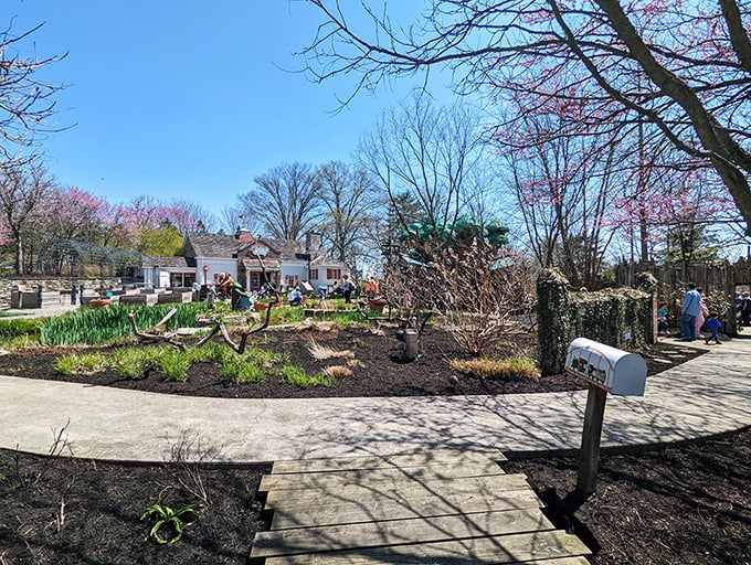 "Spring has sprung, and so have the visitors! This charming garden path is where nature and nurture come together in perfect harmony."