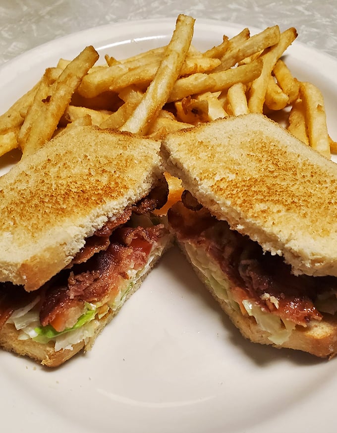 The BLT that ate Pendleton! This sandwich is stacked higher than a Jenga tower, and twice as satisfying.