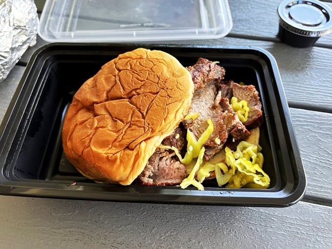 Behold the tri-tip of perfection! Juicy slices that could make a vegetarian question their life choices.