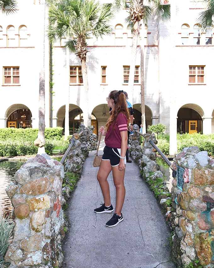 Crossing the threshold into history, this visitor looks ready to uncover secrets hidden in every nook and cranny. Nancy Drew, is that you?