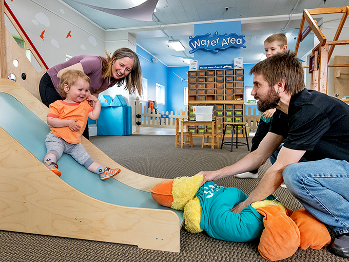 Slide into learning! This pint-sized play area proves that education starts early, and apparently, it starts with a really cool slide.