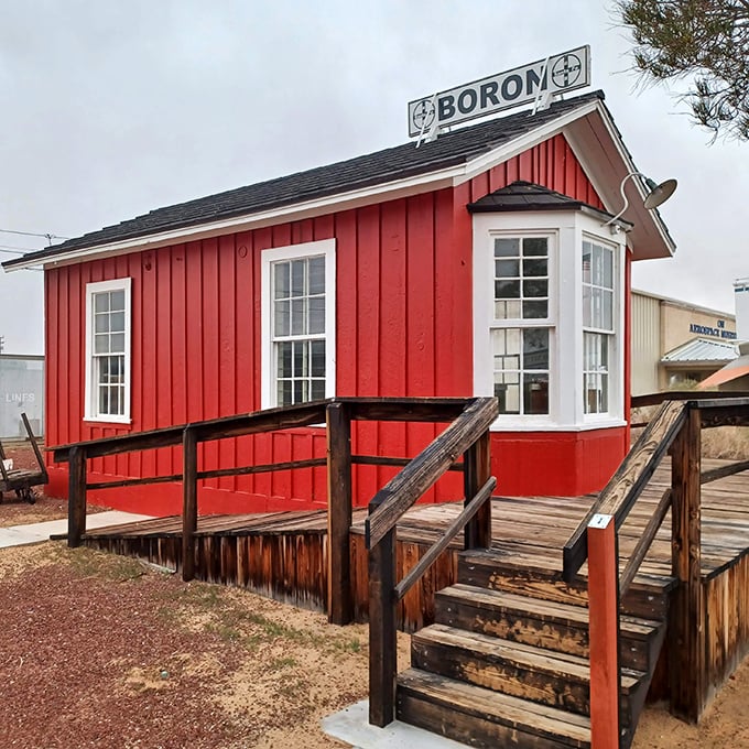 All aboard the borax express! This charming red building houses tales of mule-powered adventures in the Wild West.
