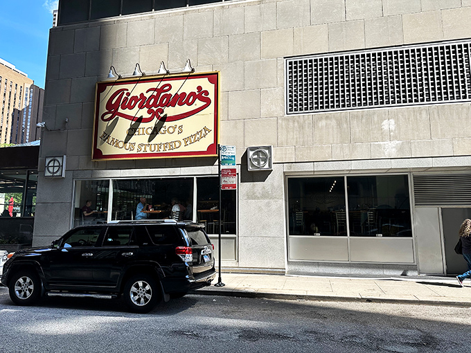 Giordano's: Chicago's deep-dish defender! This modern fortress guards the city's cheesiest treasure.
